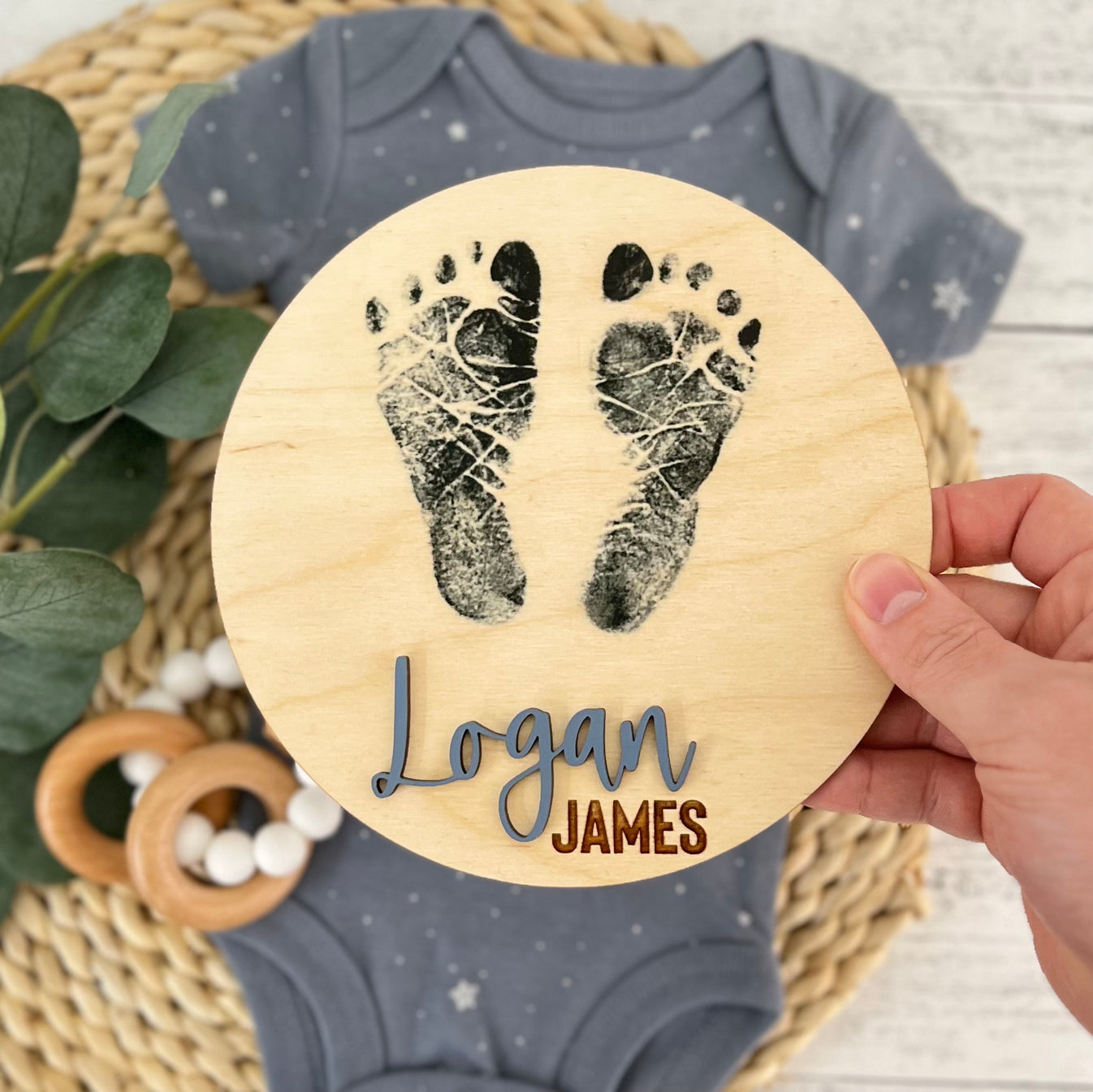 Baby Footprint Sign | Baby Announcement Sign | Newborn Footprint Name ...
